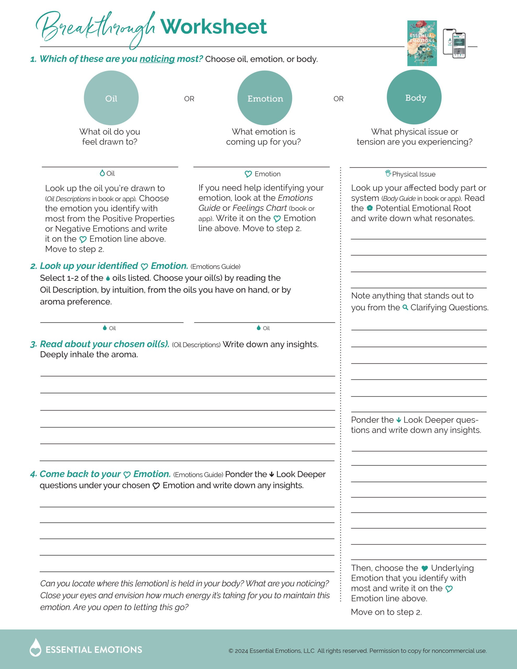 Download Breakthrough Worksheet (English) - Essential Emotions